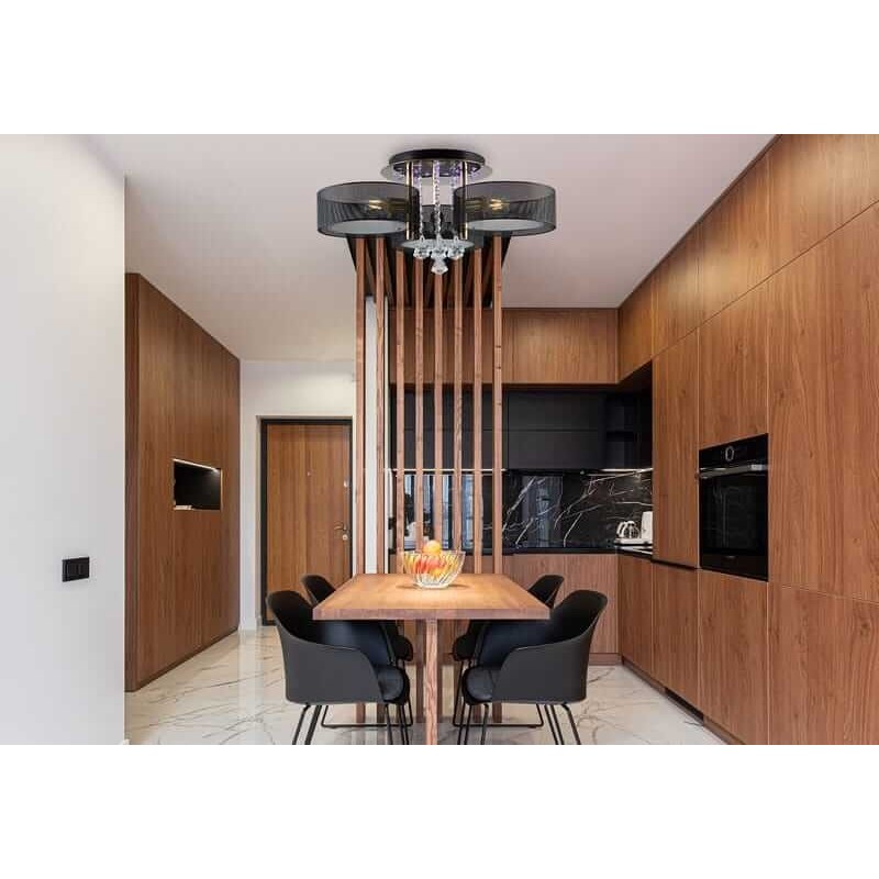 Lampa sufitowa, plafon LED sterowana pilotem – kryształowa 3 Ringi ...