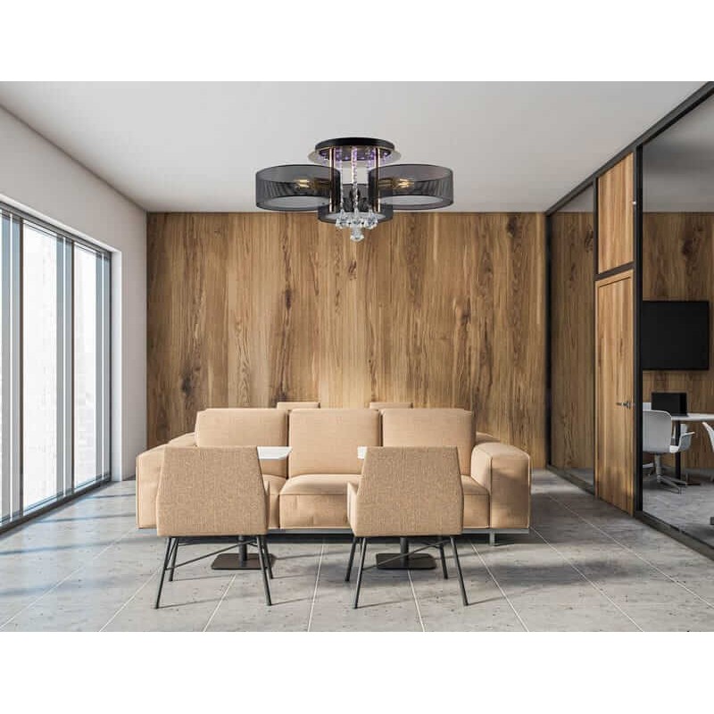 Lampa sufitowa, plafon LED sterowana pilotem – kryształowa 3 Ringi ...